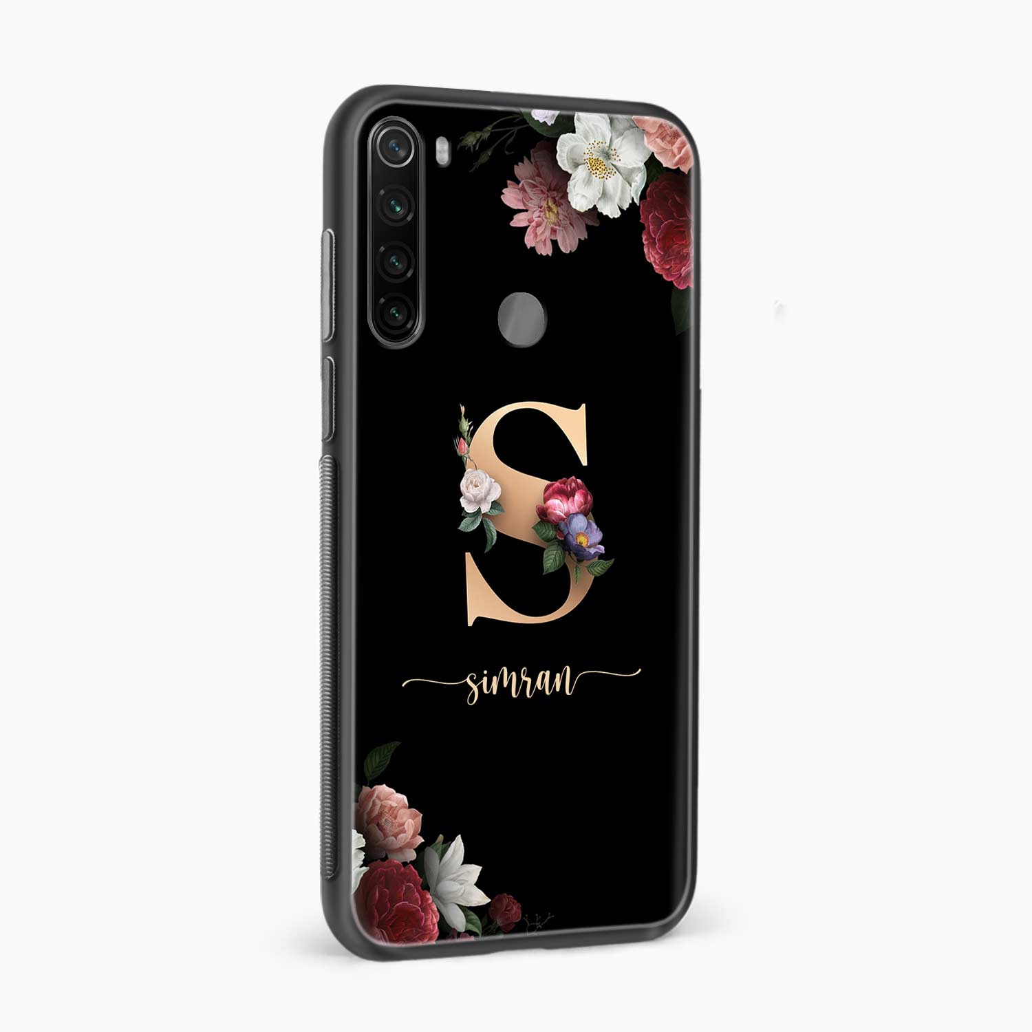 Buy Floral Name Personalised Black Color Redmi Note 8 Back Cover at Rs. 299 Only Sirphire